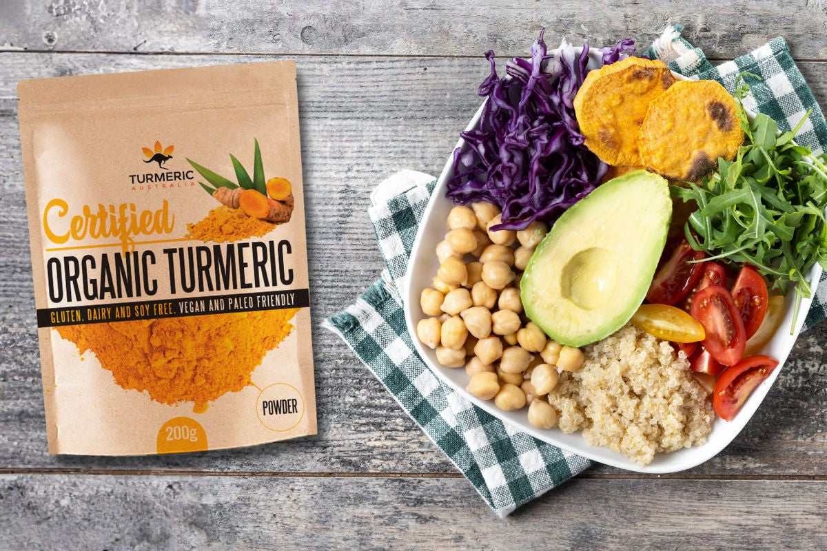 Golden Chickpea & Quinoa Rainbow Bowl – Turmeric Australia